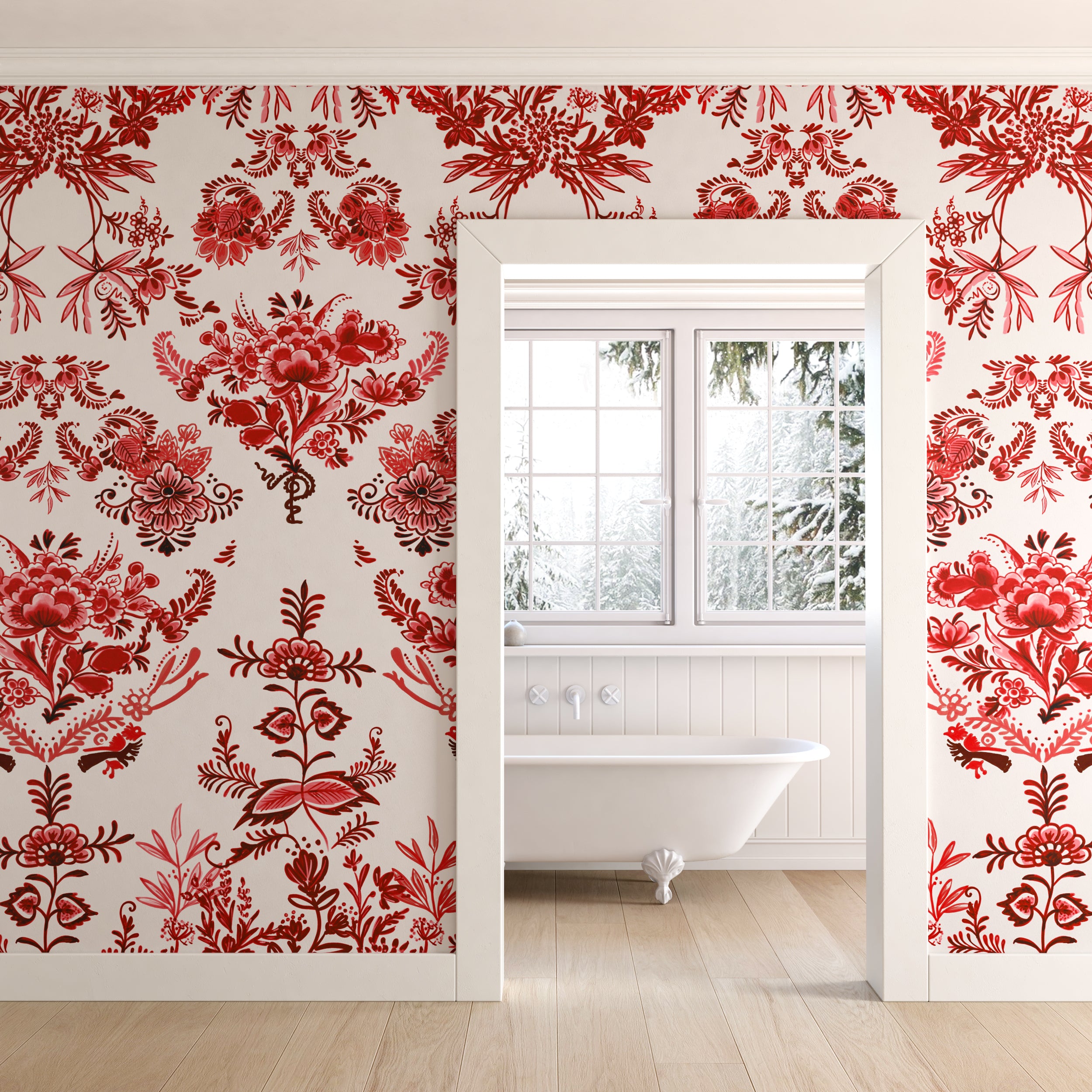 Delft© Mural Wallpaper in Red | drop it MODERN® - Drop it Modern